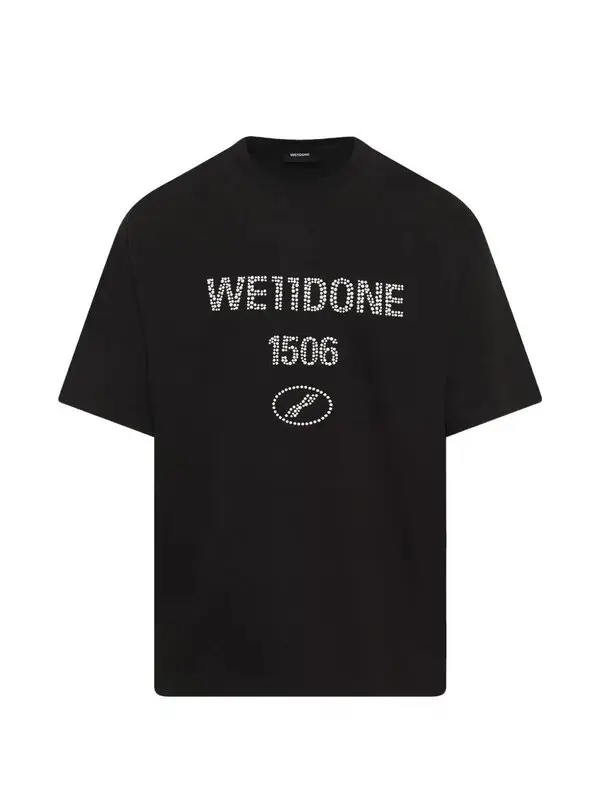 We11Done Washed Pearl-embellished T-shirt - Black