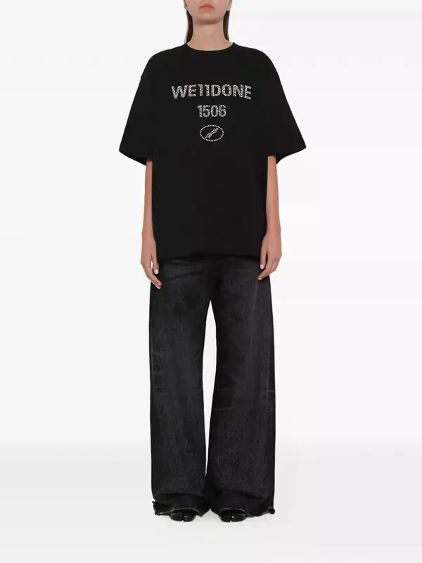 We11Done Washed Pearl-embellished T-shirt