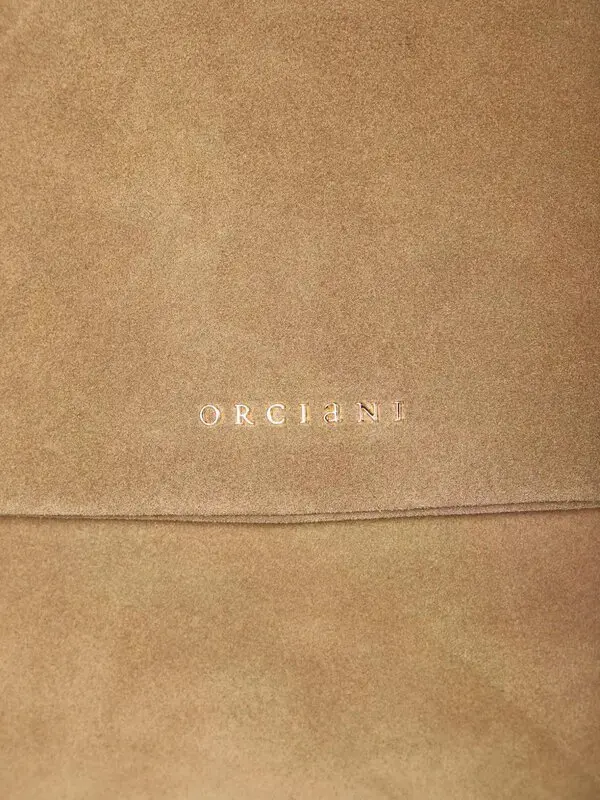 Orciani Suede Tote Bag With Logo Lettering