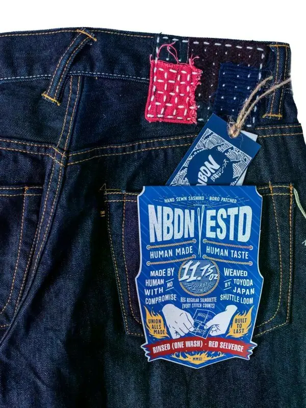 NBDN DENIM Sashiko-patch Straight-leg Jeans