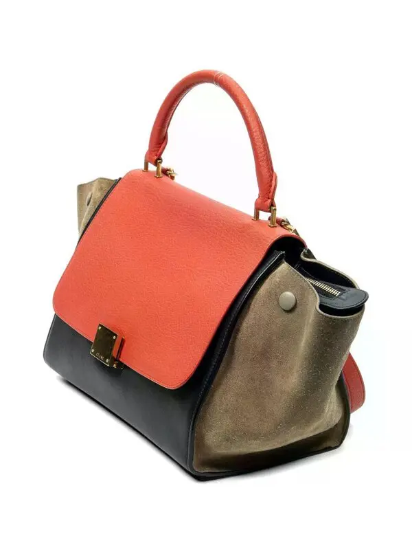 Celine Small Trapeze Tricolour Tote Bag - Red