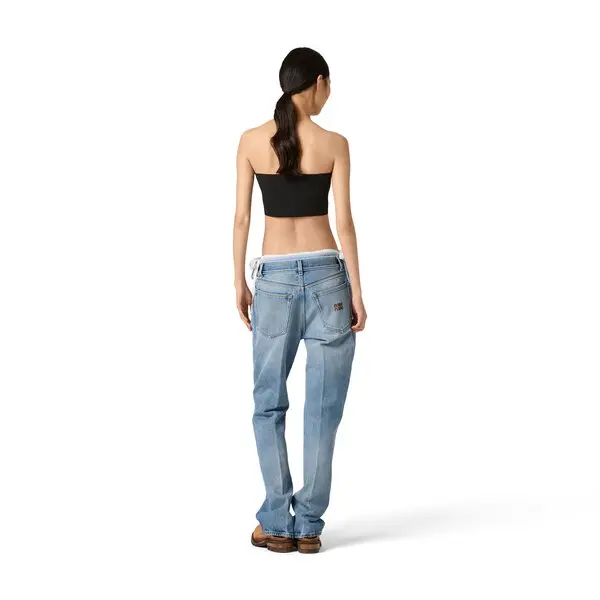 Miu Miu Washed Denim Bandeau Top