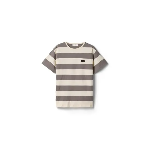 Miu Miu Striped Jersey T-shirt - Chalk/iron