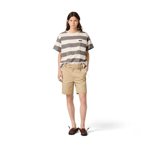 Miu Miu Striped Jersey T-shirt - Chalk/iron