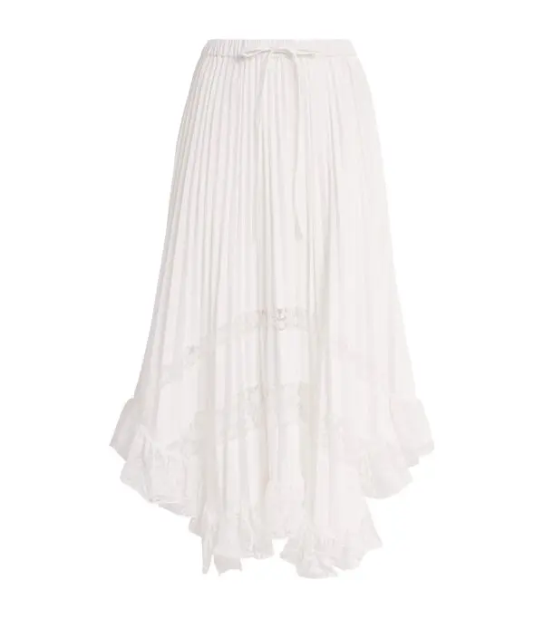 Claudie Pierlot Pleated Lace Insert Midi Skirt