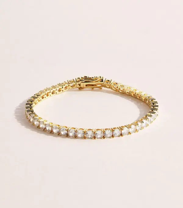 NIALAYA JEWELRY Jewellery Plated Tennis Bracelet With Gemstones - Gold
