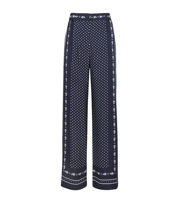 Maje Printed Paisley And Polka Dot Wide-leg Trousers