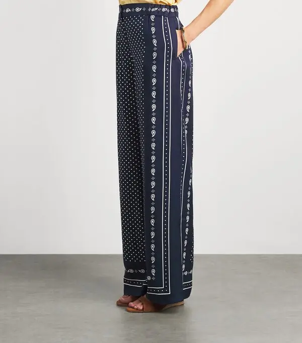 Maje Printed Paisley And Polka Dot Wide-leg Trousers