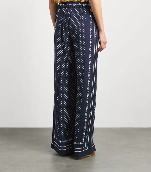 Maje Printed Paisley And Polka Dot Wide-leg Trousers