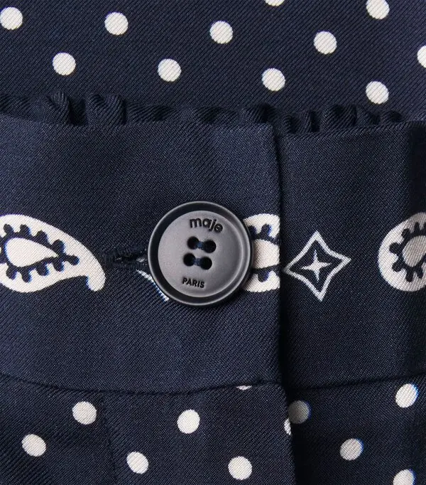 Maje Printed Paisley And Polka Dot Wide-leg Trousers