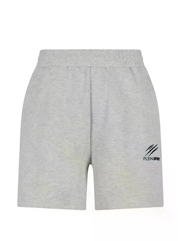 PLEIN SPORT Piqué Jogging Shorts With Logo Detail - Grey