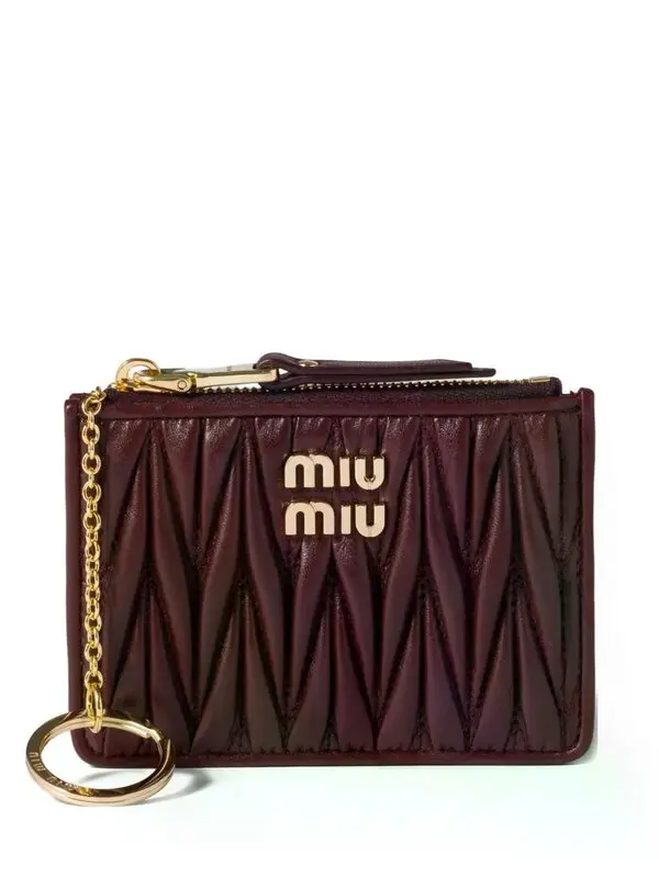 Miu Miu Matelassé Nappa Leather Card Holder - Red