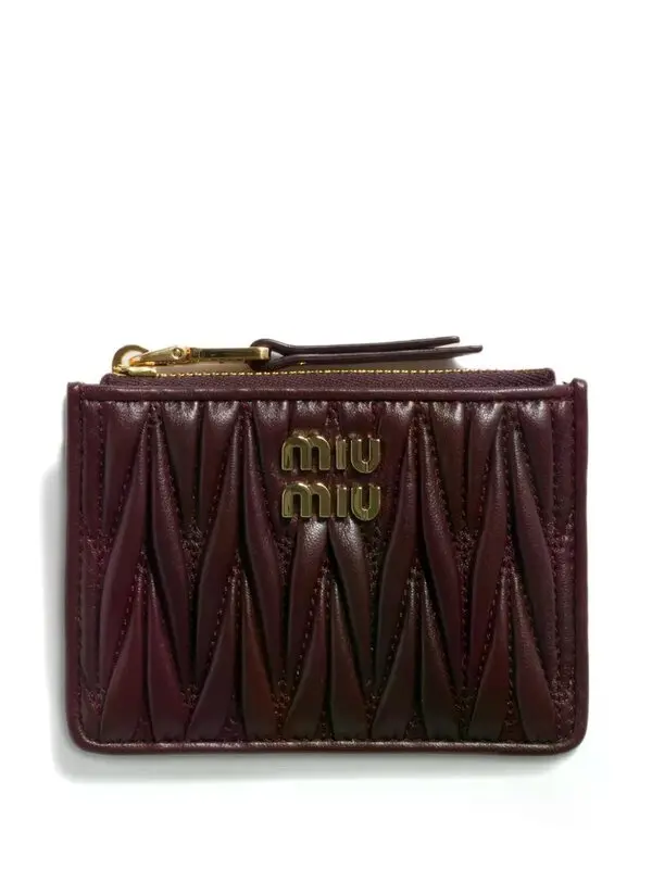 Miu Miu Matelassé Nappa Leather Card Holder - Red