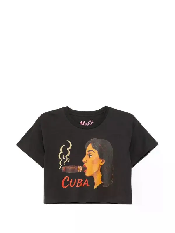 MELT Graphic Print Cropped T-shirt - Grey