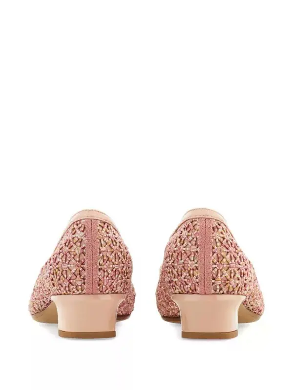 FERRAGAMO Macramé Vara Bow Pumps - Pink