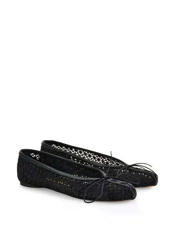 FERRAGAMO Macramé Lace Ballet Flats - Black