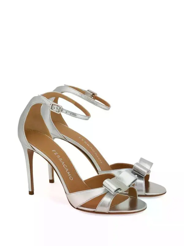 FERRAGAMO Vara Bow Heeled Sandals - Silver