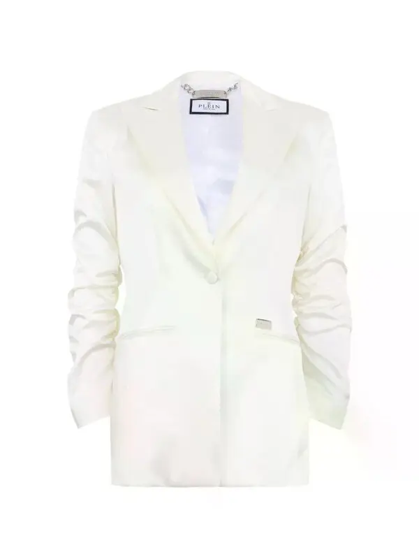 Philipp Plein Cady Cargo Blazer With Peak Lapels And Ruched Sleeves