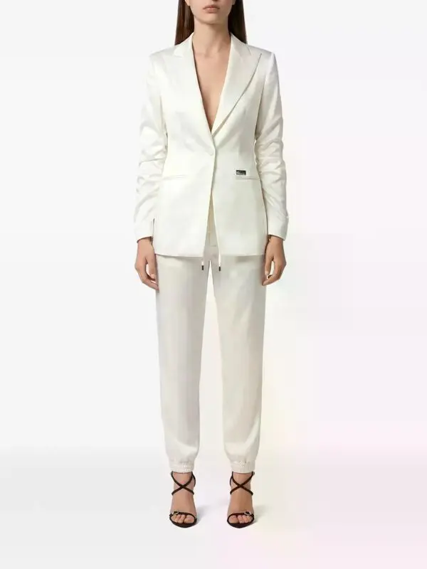 Philipp Plein Cady Cargo Blazer With Peak Lapels And Ruched Sleeves