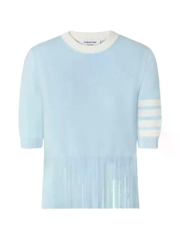 Thom Browne Short Sleeve T-shirt With Hector Intarsia - Blue