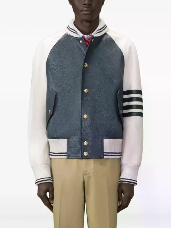 Thom Browne Raglan Sleeve Leather Bomber Jacket