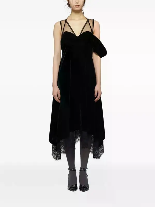 TANAKA DAISUKE Velvet And Lace Midi Dress