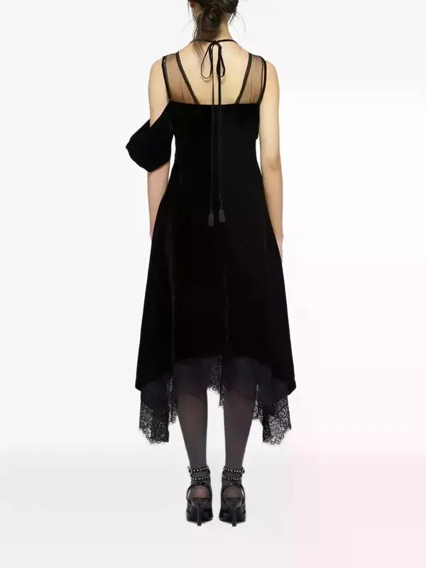 TANAKA DAISUKE Velvet And Lace Midi Dress