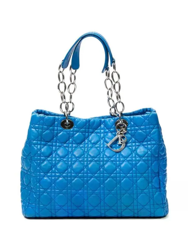 Dior Cannage Quilted Tote Bag - Blue