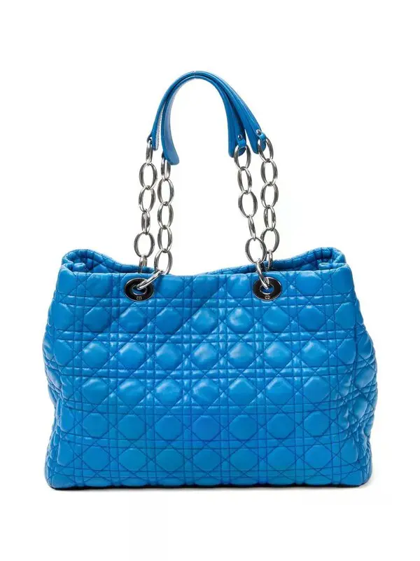 Dior Cannage Quilting Tote Bag - Blue