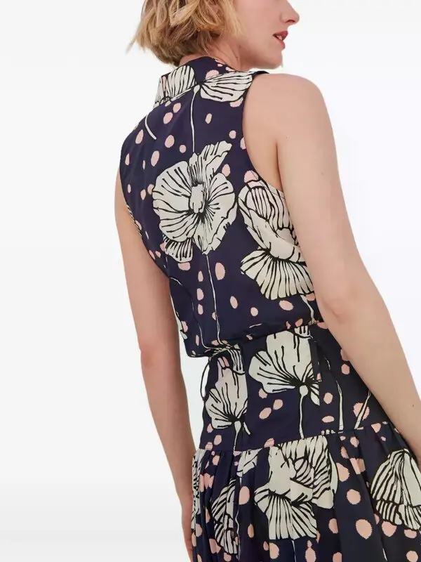 Cara Cara Highland Floral-print Tie-waist Top - Blue