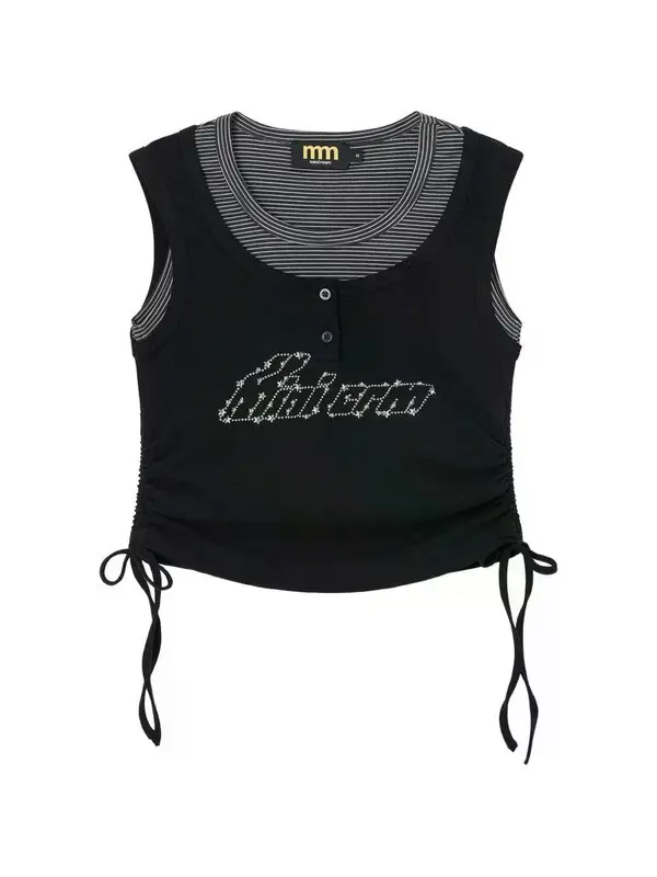 MINI CREAM Layered Effect Tank Top With Ruched Detailing - Black
