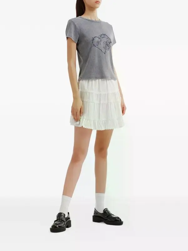 TOUT A COUP Graphic Print Ribbed T-shirt