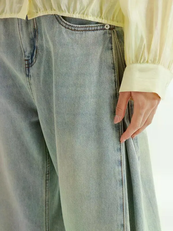 B+AB Faded Effect Wide-leg Denim Jeans