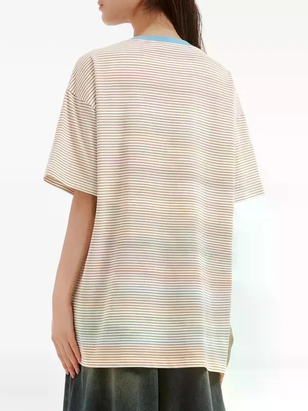 MINI CREAM Striped Graphic Print Cotton T-shirt