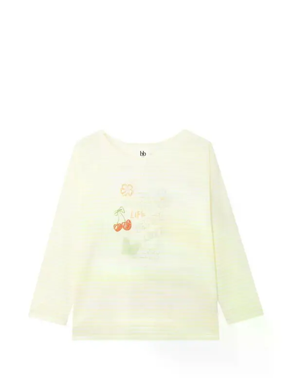 B+AB Striped Long Sleeve Graphic Print T-shirt - Yellow