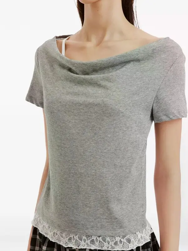 B+AB Lace Trim Cowl Neck T-shirt