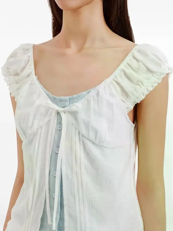B+AB Ruffled Tiered Blouse And Mini Skirt Set - White
