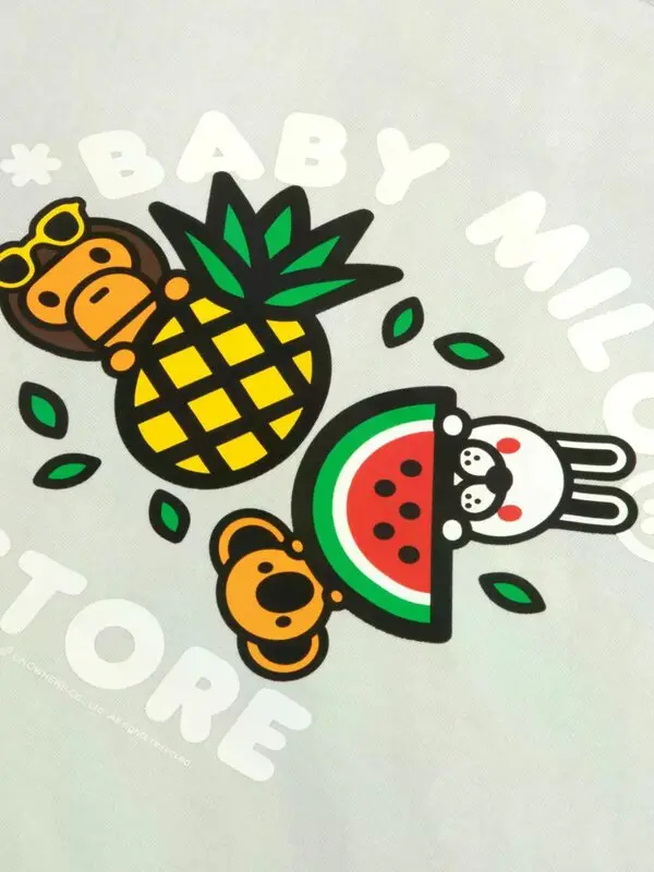 A BATHING APE Baby Milo Store Graphic Print Cotton T-shirt - Grey