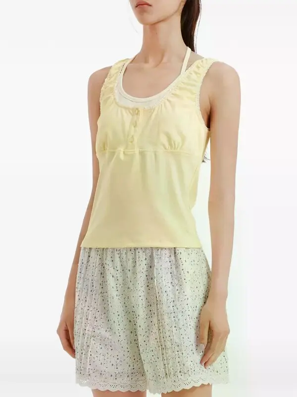 TOUT A COUP Tout À Coup Lace-trimmed Halterneck Top - Yellow