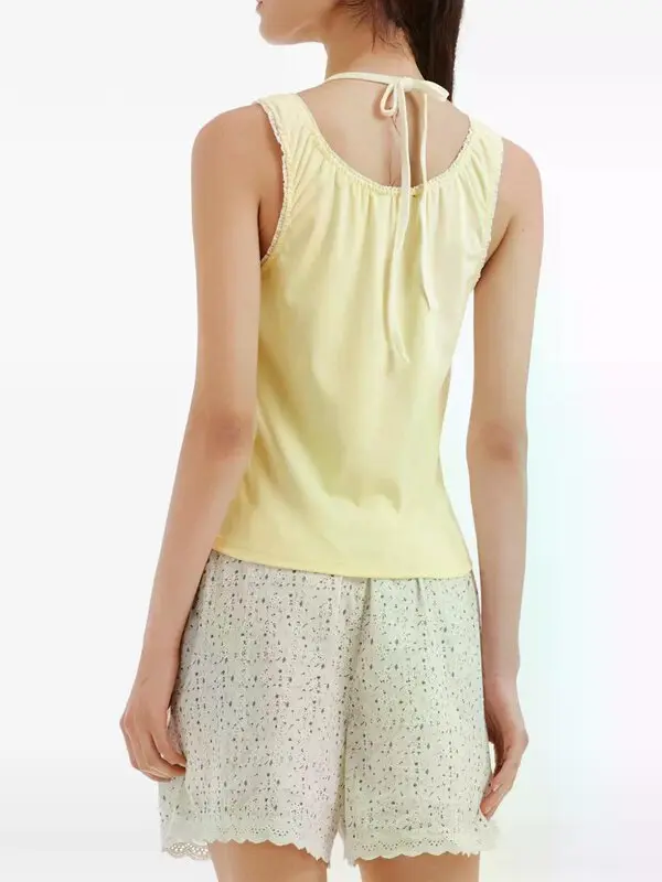 TOUT A COUP Tout À Coup Lace-trimmed Halterneck Top - Yellow
