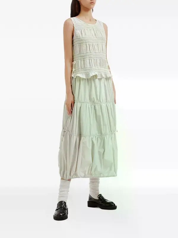 TOUT A COUP Tiered Drawstring Midi Skirt - Grey