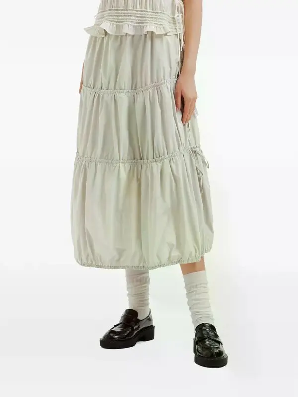 TOUT A COUP Tiered Drawstring Midi Skirt - Grey