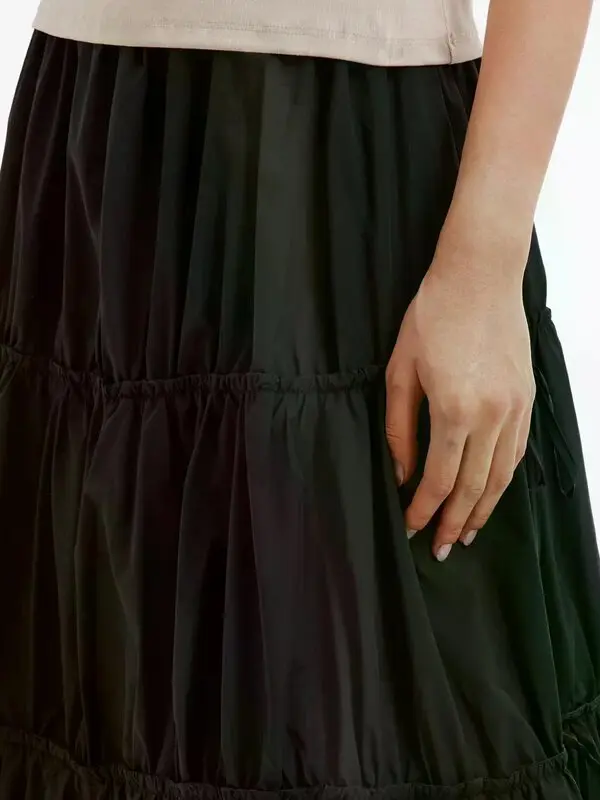 TOUT A COUP Tiered Drawstring Midi Skirt