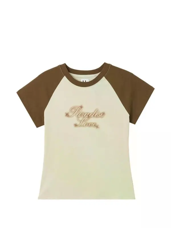 B+AB Raglan Sleeve Slogan Print T-shirt - Neutrals