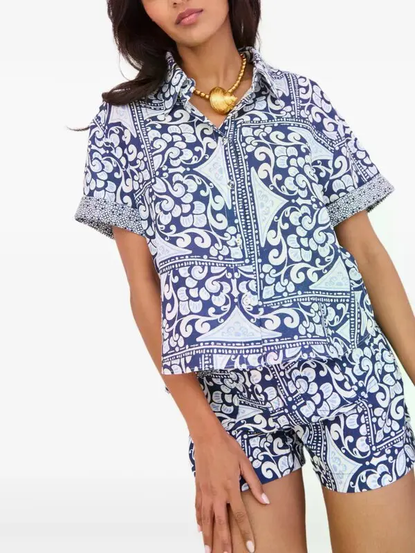 Cara Cara Tile Print Linen Shirt