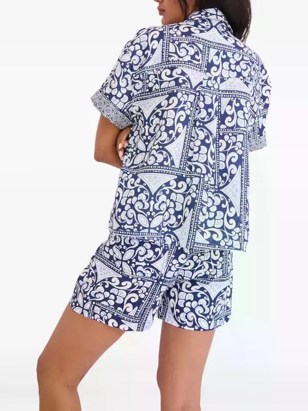 Cara Cara Tile Print Linen Shirt