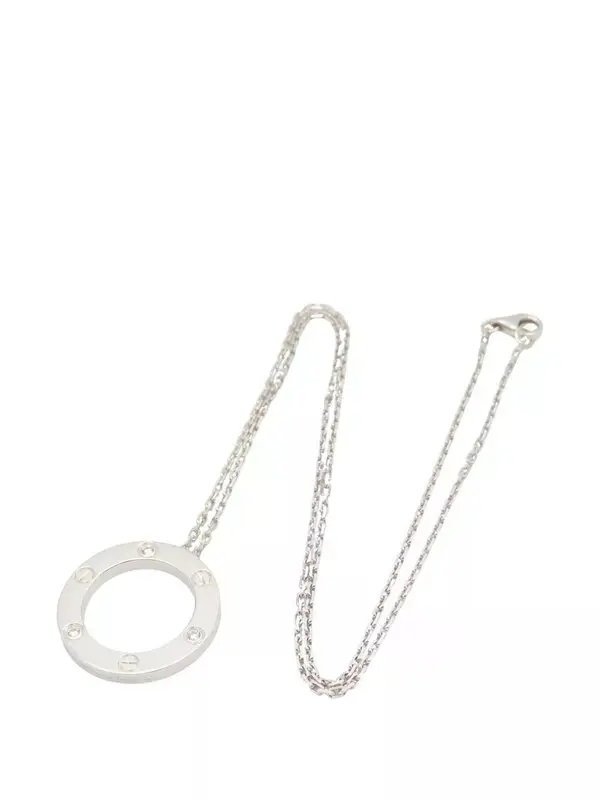 Cartier 18k White Gold Love Circle Diamond Necklace - Silver