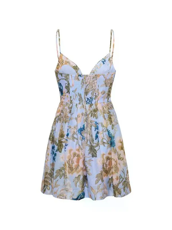 Cara Cara Floral Print Mini Dress - Blue