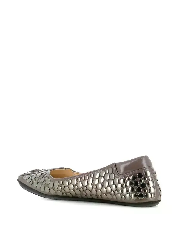 DOVE NUOTANO GLI SQUALI Stud-embellished Square-toe Ballet Flats - Grey
