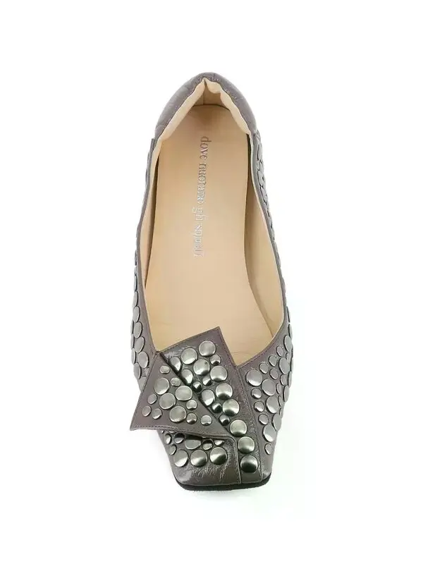DOVE NUOTANO GLI SQUALI Stud-embellished Square-toe Ballet Flats - Grey